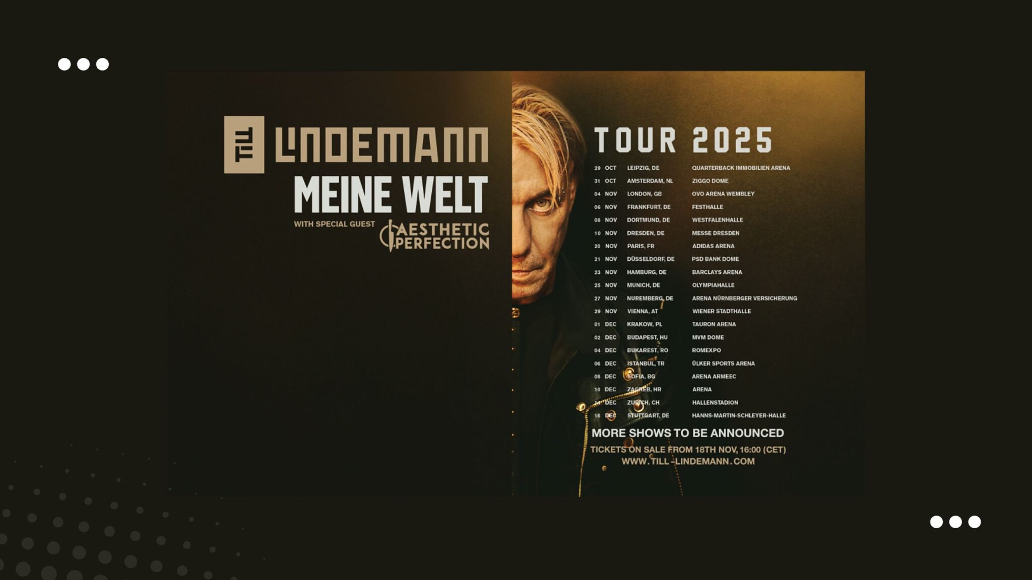 Till Lindemann Meine Welt Tour Setlist 2025