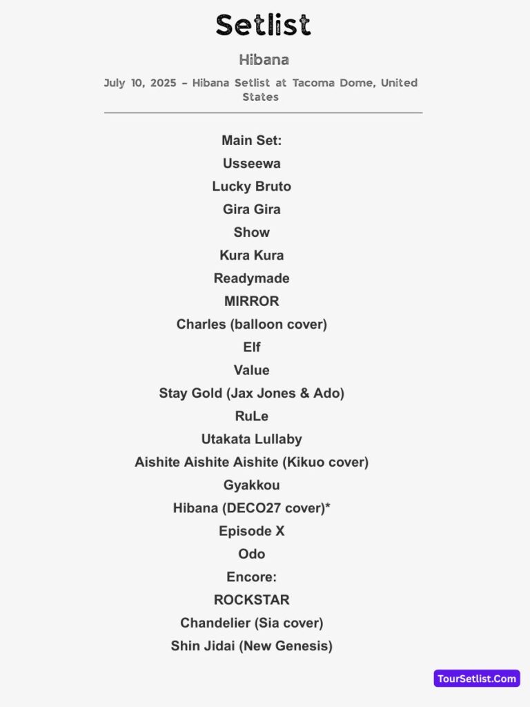 ADO Hibana World Tour Setlist 2025: Check All Concerts Setlist