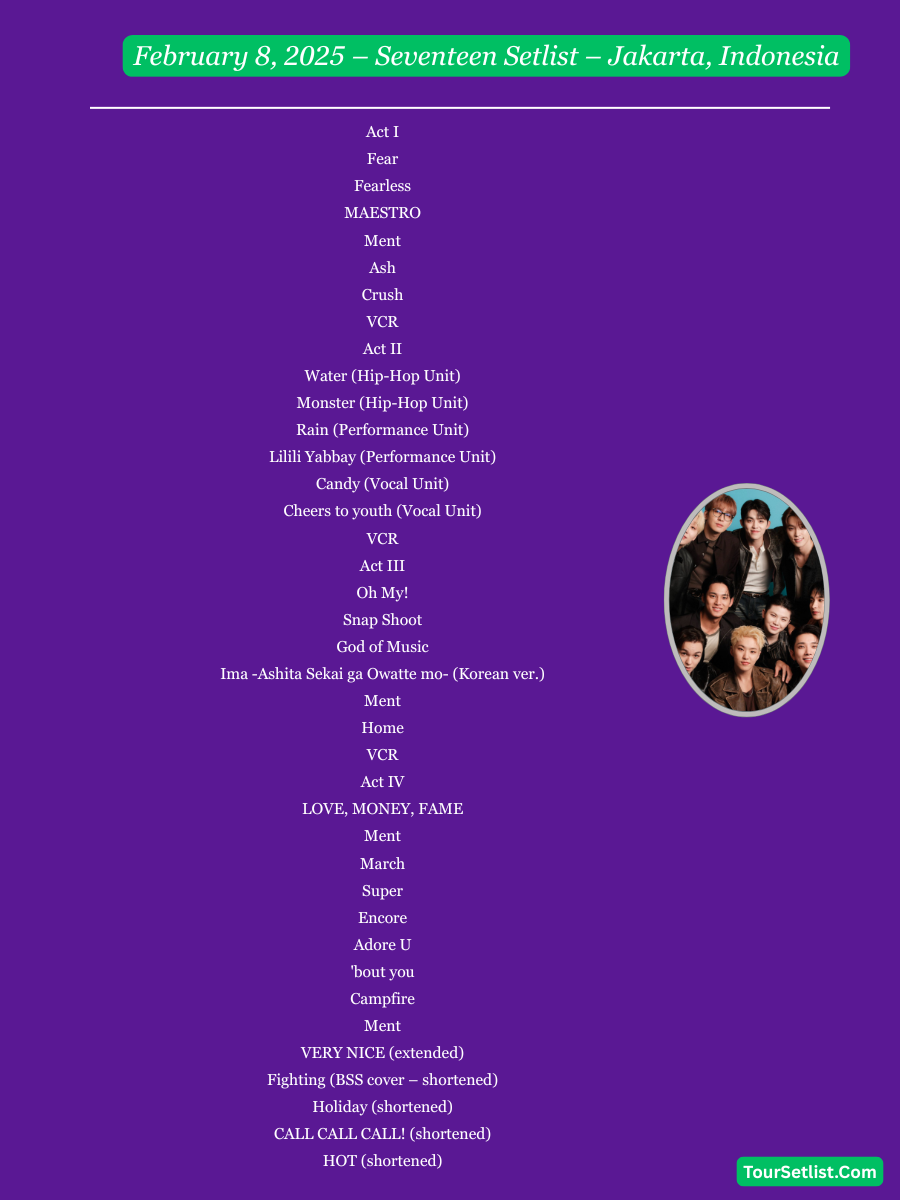 Seventeen Right Here World Tour Setlist