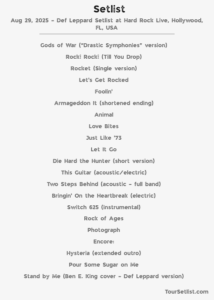 Def Leppard Setlist 2025 - Explore Def Leppard Concert Setlists