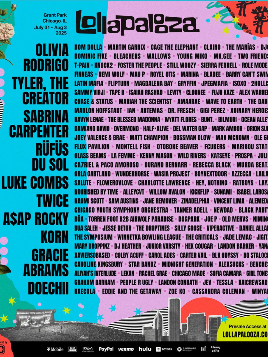 Lollapalooza 2025 Full Lineup - Schedule, Dates & Artists Setlist
