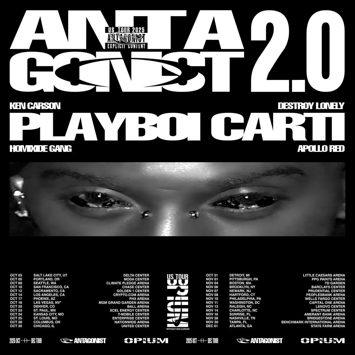 Playboi Carti 2025 Tour - Antagonist 2.0 Tour Setlist & Dates