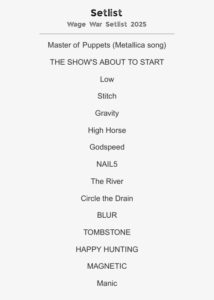 Wage War Setlist 2025 - Check Wage War Concert Setlists