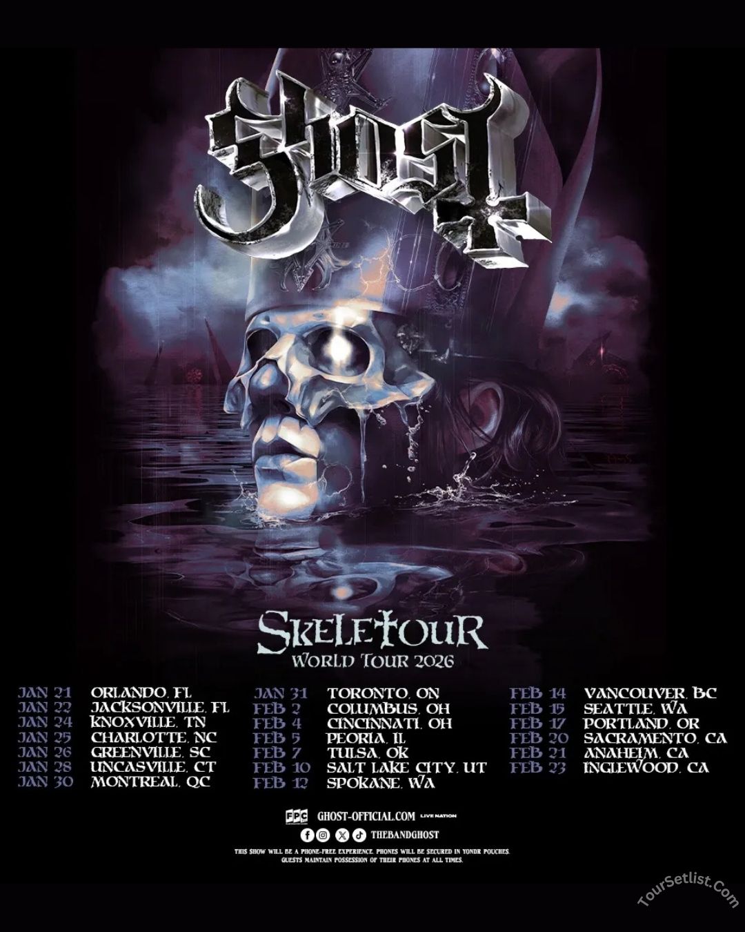 Ghost North America Tour Dates 2026 | Skeletour World Tour