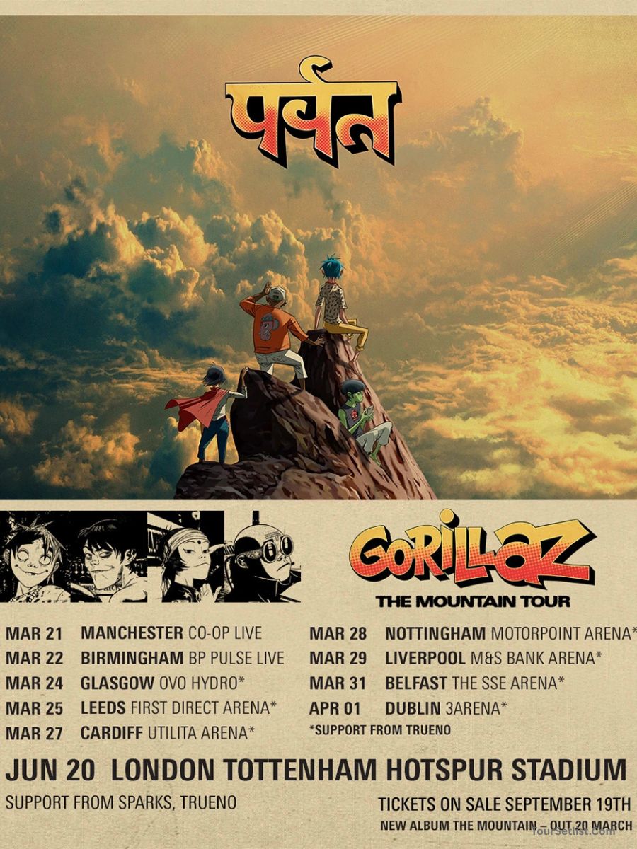 Gorillaz 2026 UK The Mountain Tour Dates, Setlist & Tickets Presale