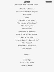 Iron Maiden World Tour 2026 Setlist, Dates, Schedule & Tickets
