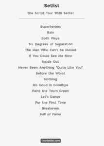 The Script Tour 2026 Uk Dates, Setlist, Schedule & Tickets