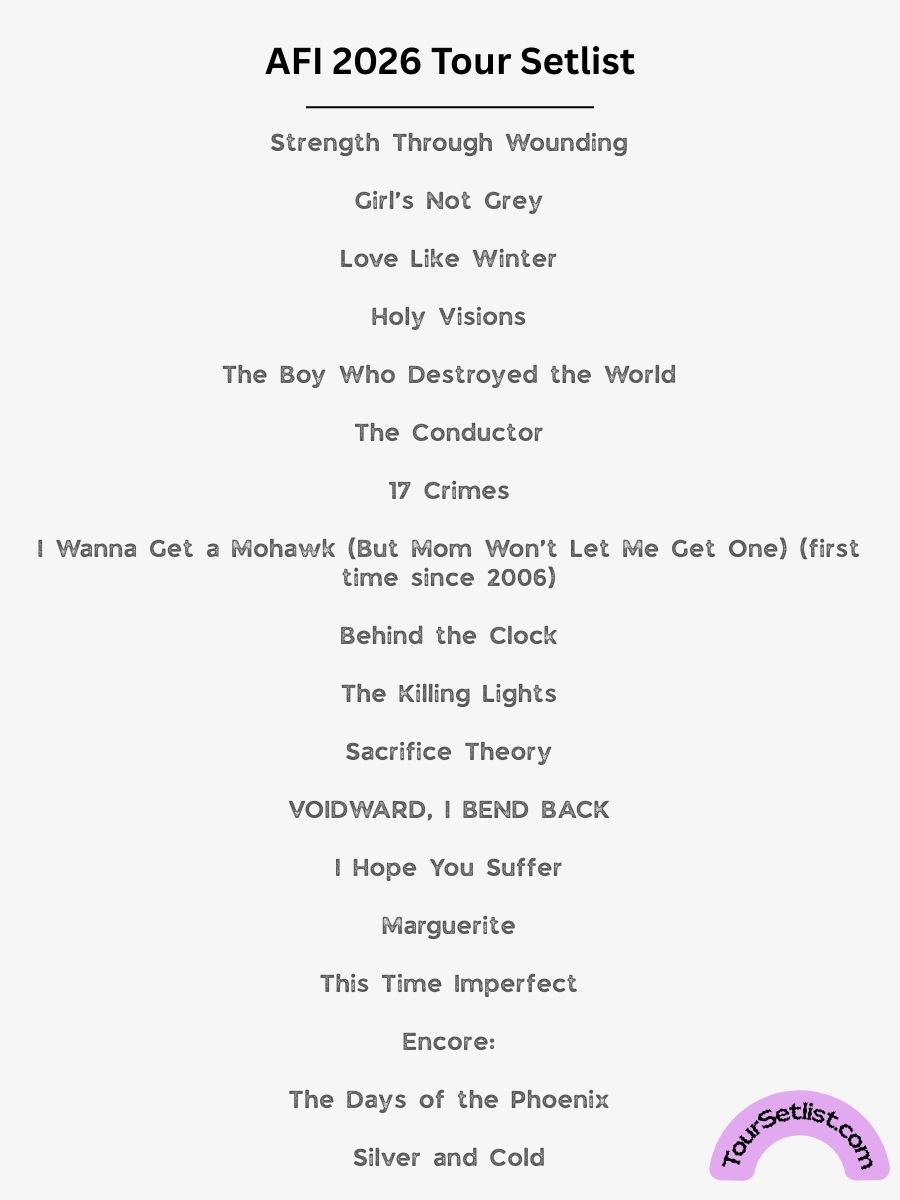 AFI 2026 Tour Setlist, Dates, Venues & Presale Info