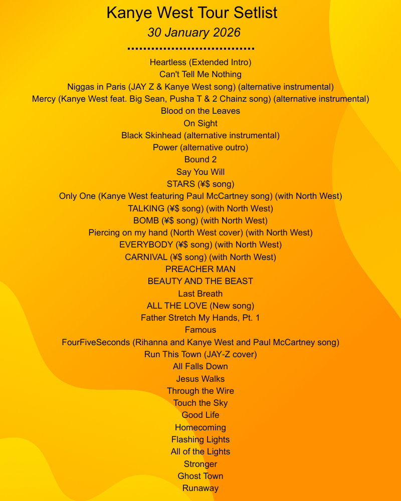 Kanye West Tour 2026 - Dates, Setlist, Venue & Tickets