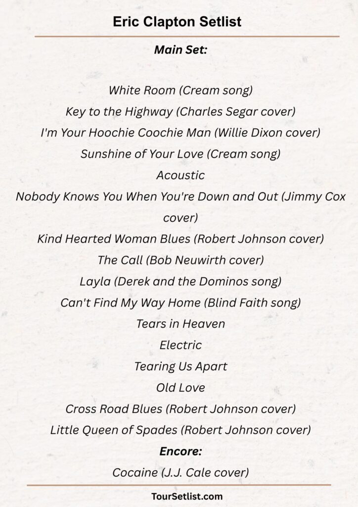 Eric Clapton Farewell Tour 2026 "The Long Goodbye Tour"