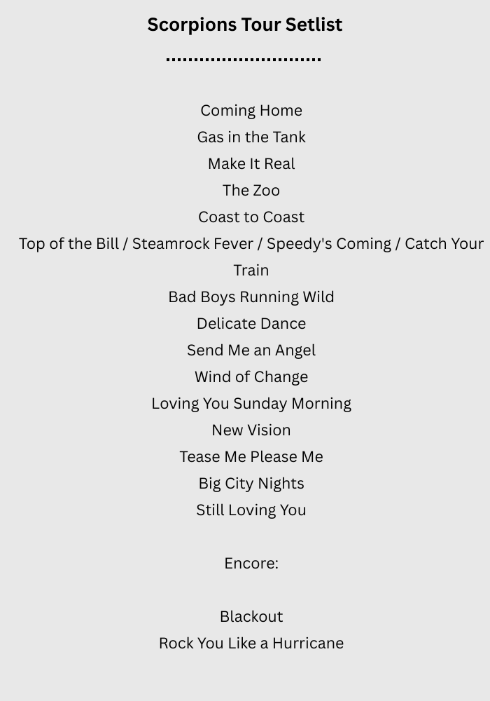 Scorpions 2026 Tour Setlist, Dates, Venues & Presale Tickets