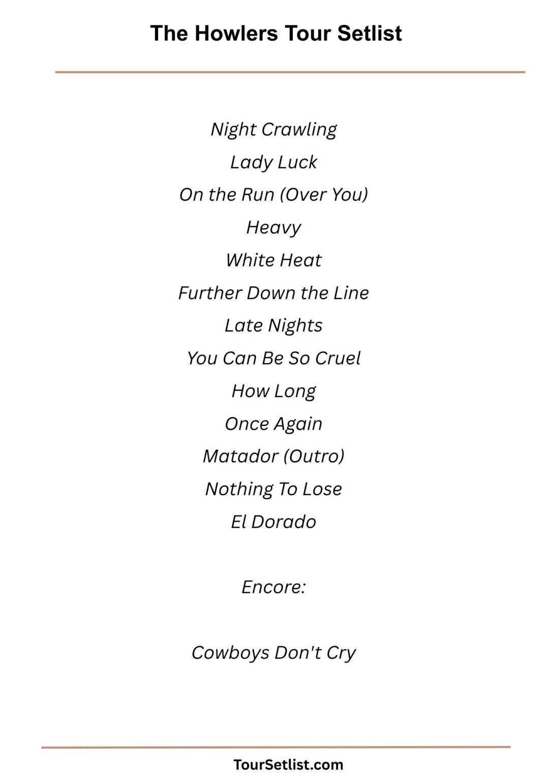 The Howlers Tour 2026 Dates, Setlist, Venue, Cities & Presale