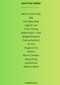 Anvil 2026 Tour Setlist, Dates, Cities & Presale Tickets