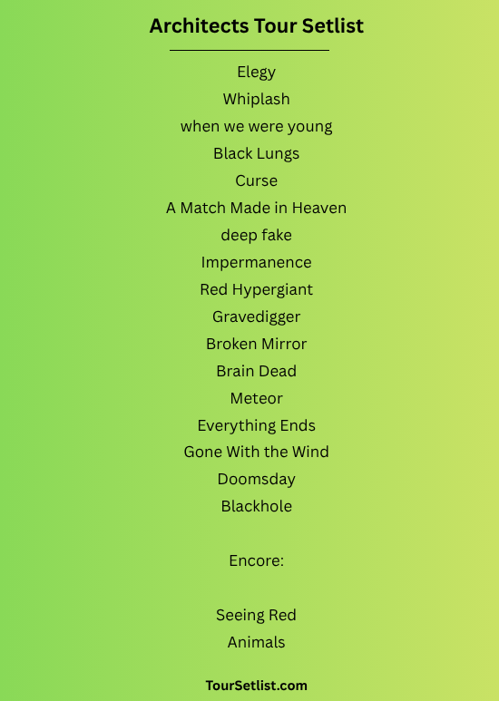 Architects 2026 Tour Setlist - Dates, Cities & Presale Tickets