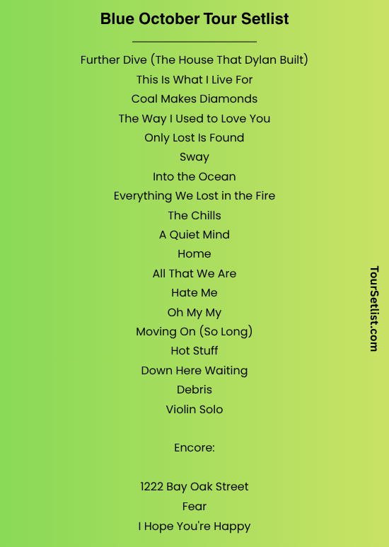 Blue October 2026 Tour Setlist – Dates, Cities, Venues & Tickets