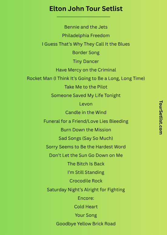 Elton John Farewell Tour 2026 - Expected Setlist, Dates & Tickets