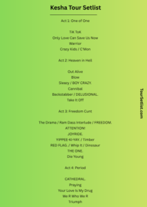 Kesha 2026 Tour Setlist, Dates, Venues, Cities & Tickets
