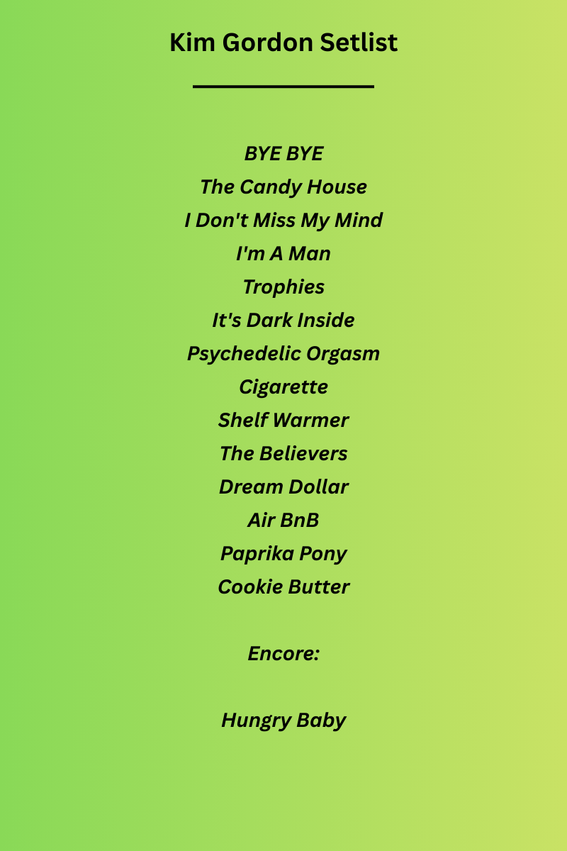Kim Gordon Tour 2026 – Dates, Setlist, Cities & Presale Tickets