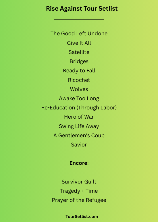 Rise Against Tour 2026: Dates, Setlist, Cities And Presale