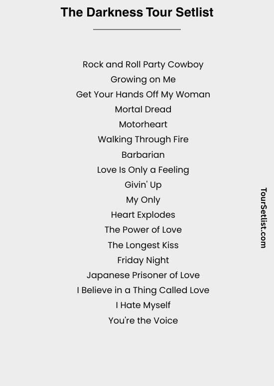 The Darkness 2026 Tour Setlist – Dates, Cities & Tickets
