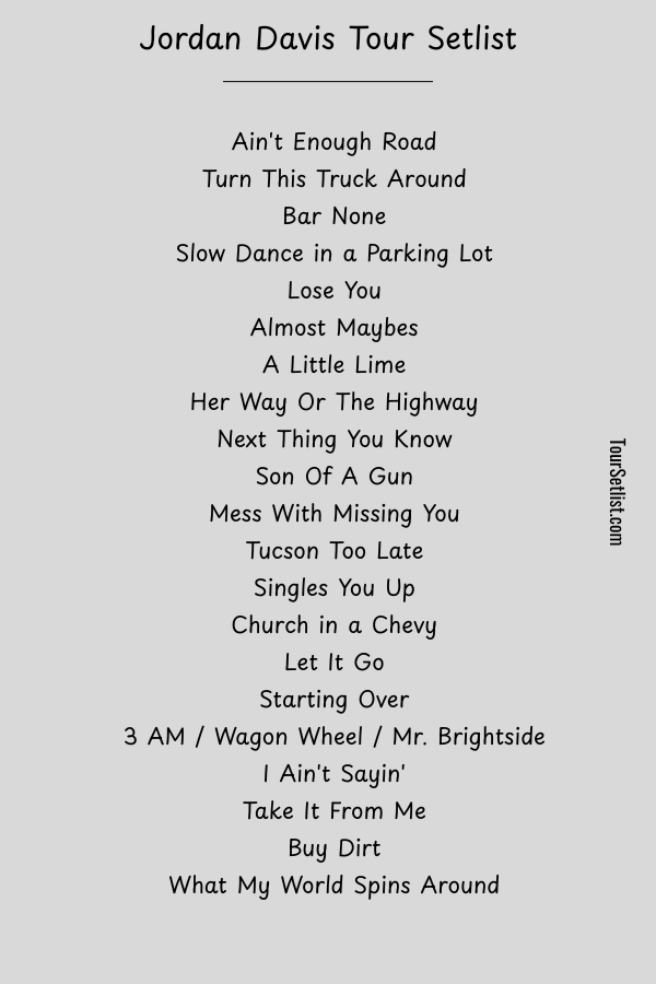 Jordan Davis 2026 Tour Setlist – Dates, Cities & Tickets