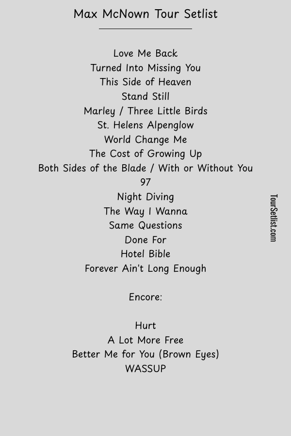 Max McNown 2026 Tour – Setlist, Dates, Cities & Presale Tickets