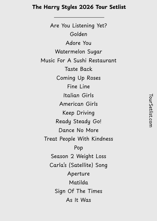 The Harry Styles 2026 Tour Setlist – All The Songs He Played